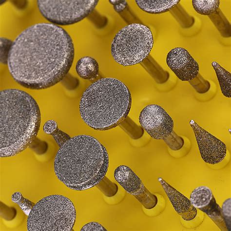 50pcs 1 8 Shank 120 Grit Diamond Coated Rotary Burrs For Dremel