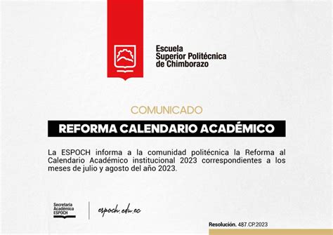 COMUNICADO REFORMA CALENDARIO ACADÉMICO ESPOCHESCUELA SUPERIOR