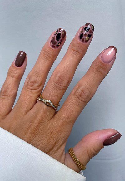 50 Charming Fall Nail Art To Adorn Your Tips Brown Tips Cheetah
