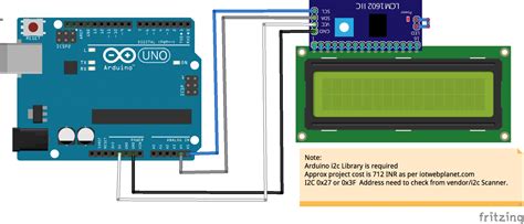 arduino display data using iic lcd module