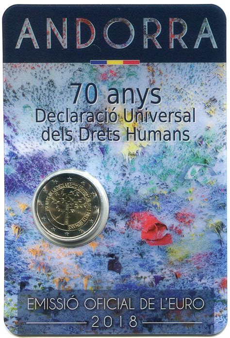 2018 Andorra 2 Münzkarte 70 Jahrestag der Allgemeinen