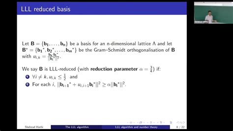 the lll algorithm and its application to number theory shehzad hathi youtube