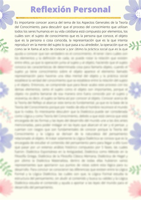 SOLUTION Reflexi N Personal Sobre El Tema Aspectos Generales De La