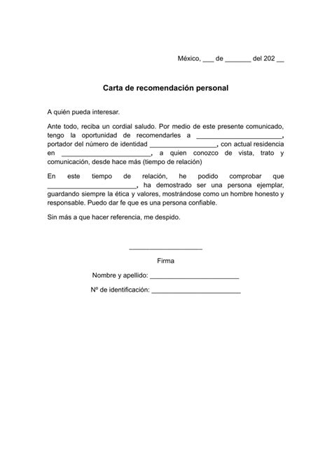 ᐅ Carta de Recomendación Personal Corta Ejemplos