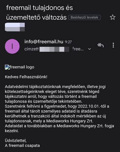 Fontos változásról értesítették a freemail felhasználóit Startlap