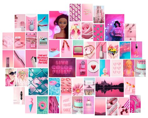 55pcs Of Aesthetic Pink Wall Collage Kit Physical Prints Etsy UK