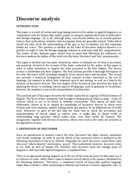 discourse analysis pdf linguistics linguistics