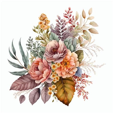 Ilustração floral em aquarela modelo de elementos decorativos