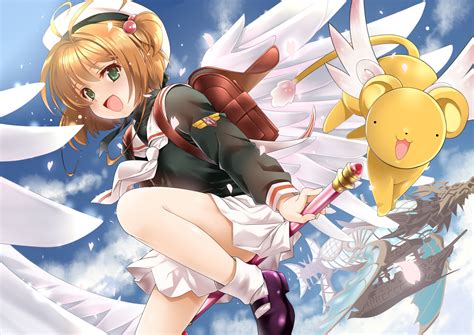 Wallpaper Card Captor Sakura Kinomoto Sakura Wings Green Eyes