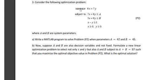 solved 3 consider the following optimization problem