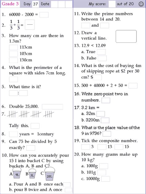 Mental Math Grade 3 Day 37 5A2