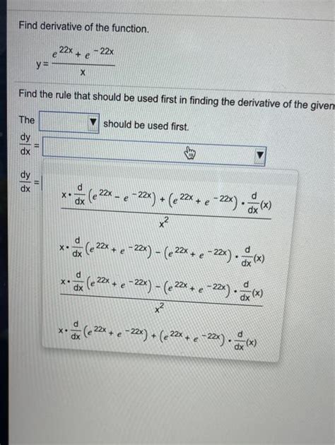 get answer find derivative of the function 224 22 e y x find the rule transtutors
