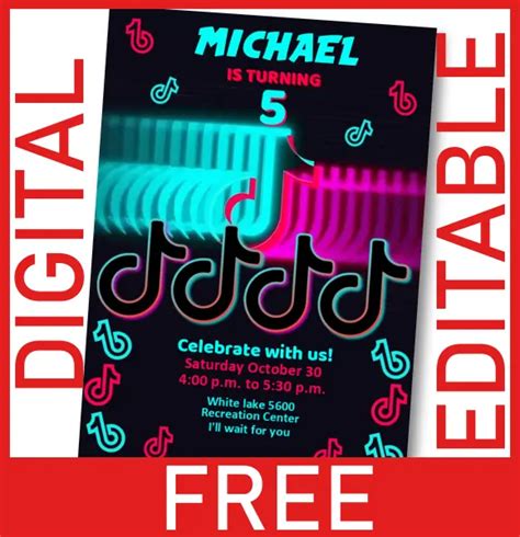 Gratis Invitation Tik Tok Editable Digital
