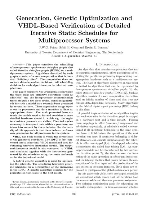 pdf generation genetic optimization and vhdl based verification of detailed iterative static