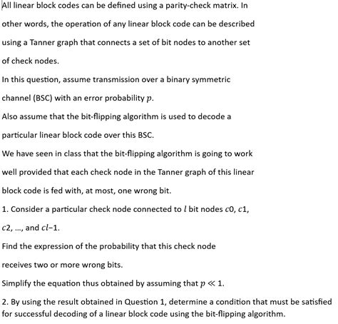 solved all linear block codes can be defined using a