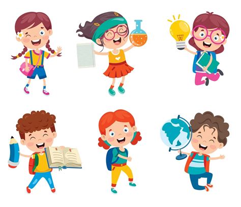 heureux mignon dessin animé écoliers enfants 2577130 Art vectoriel