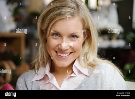 Portrait Of A Smiling Woman Sweden Stock Photo Alamy