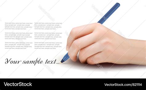 Hand With Pen Writing On Paper Royalty Free Vector Image