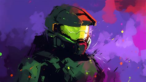 Master Chief Purple Art Desktop Wallpaper Halo Wallpapers In 4K