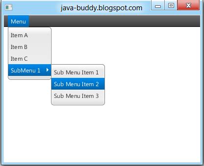 Java Buddy JavaFX 2 0 Add Submenu