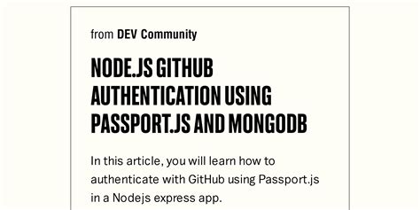 node js github authentication using passport js and mongodb briefly
