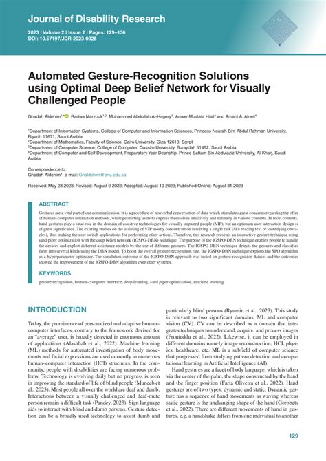 pdf automated gesture recognition solutions using optimal deep belief network for visually