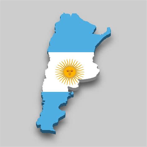 Mapa isométrico 3d de argentina con bandera nacional Vector Premium