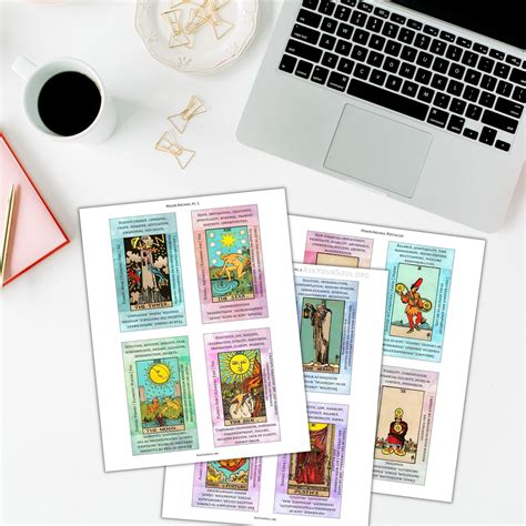 Printable Rider Waite Tarot Cards With Keywords Pdf Galaxy Background