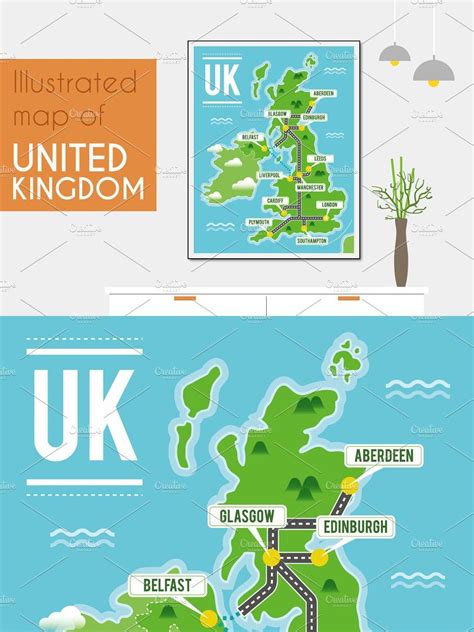 Illustrated Map Of United Kingdom Illustrated Map Travel