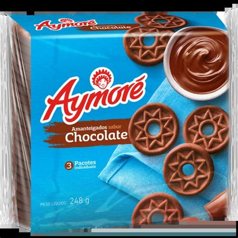 Biscoito Amanteigado Chocolate Aymoré Pacote 248g Panelão Supermercados