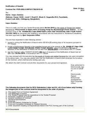 Fillable Online Notification Of Awards Fax Email Print PdfFiller