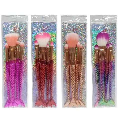 Kit 4 Pincéis Sereia Ruby Anjo Cores Variadas Make no Atacado