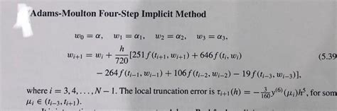 solved proof adams moulton four step implicit method using