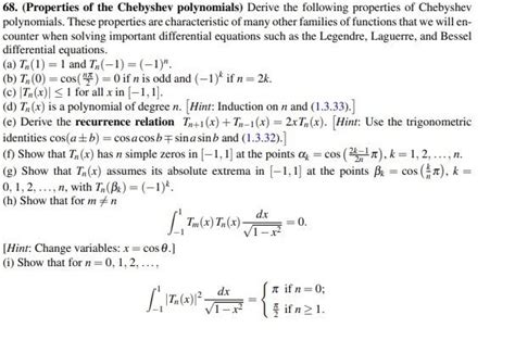 68 properties of the chebyshev polynomials derive