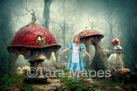 Alice In Wonderland Mushroom Forest Background