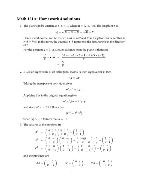 math 121a homework 4 solutions n n n r pdf eigenvalues and eigenvectors trigonometric
