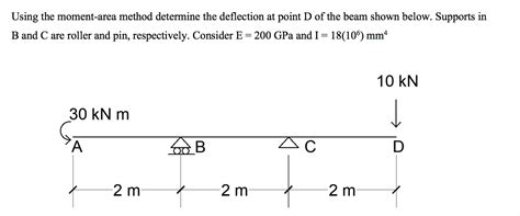 Solved Using The Moment Area Method Determine The Deflection Chegg