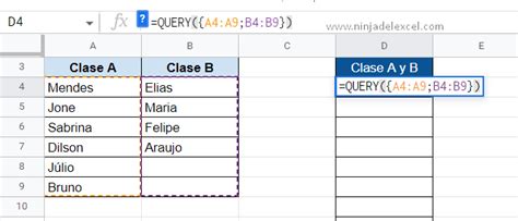 Cómo Unir dos columnas en Google Sheets Ninja del Excel