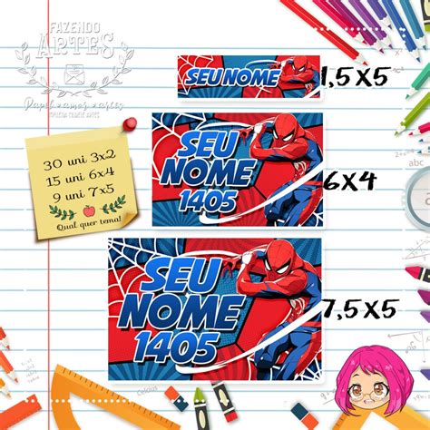 Etiqueta Escolar Homem Aranha Shopee Brasil