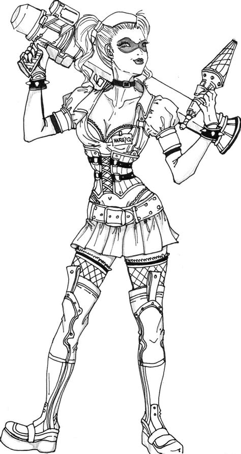 Coloriage Harley Quinn de DC Comics télécharger et imprimer gratuit