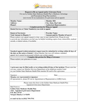 Fillable Online Request To File An Appeal And Or Grievance Form For Use