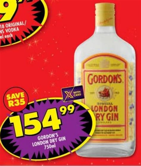 Gordon S London Dry Gin Ml Offer At Shoprite Liquor