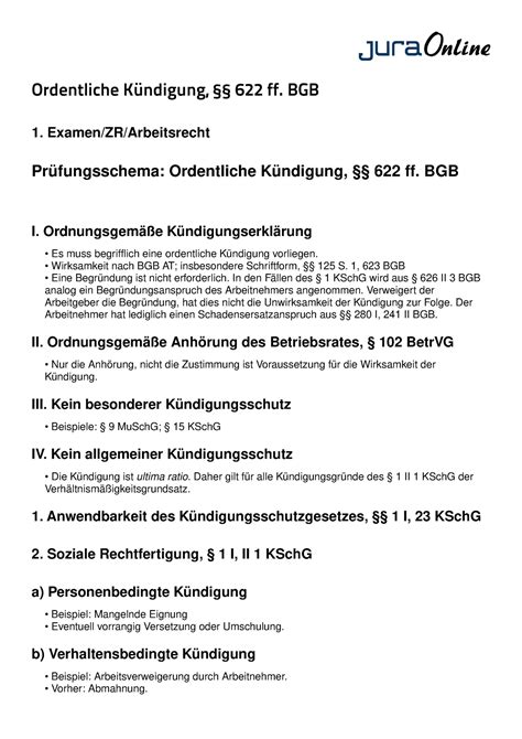 9 Schema Ordentliche Kündigung Ordentliche Kündigung 622 ff