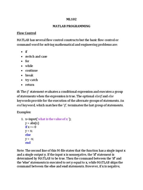 matlab programming flow control pdf control flow computer programming