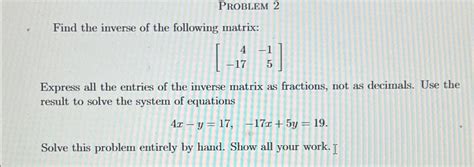 solved problem 2find the inverse of the following