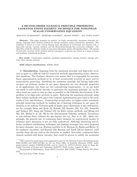 pdf a second order maximum principle preserving lagrange finite element technique for
