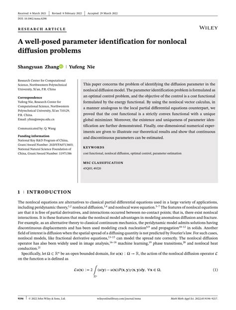 a well‐posed parameter identification for nonlocal diffusion problems request pdf