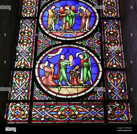 Stained Glass Window In Ely Cathedral Ely England Stock Photo Alamy