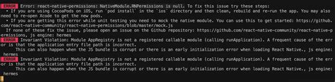 Got Error React Native Permissions NativeModule RNPermissions Is Null