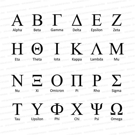 Alfabeto Greco Maiuscolo E Minuscolo SVG Sorority Fraternity Letters